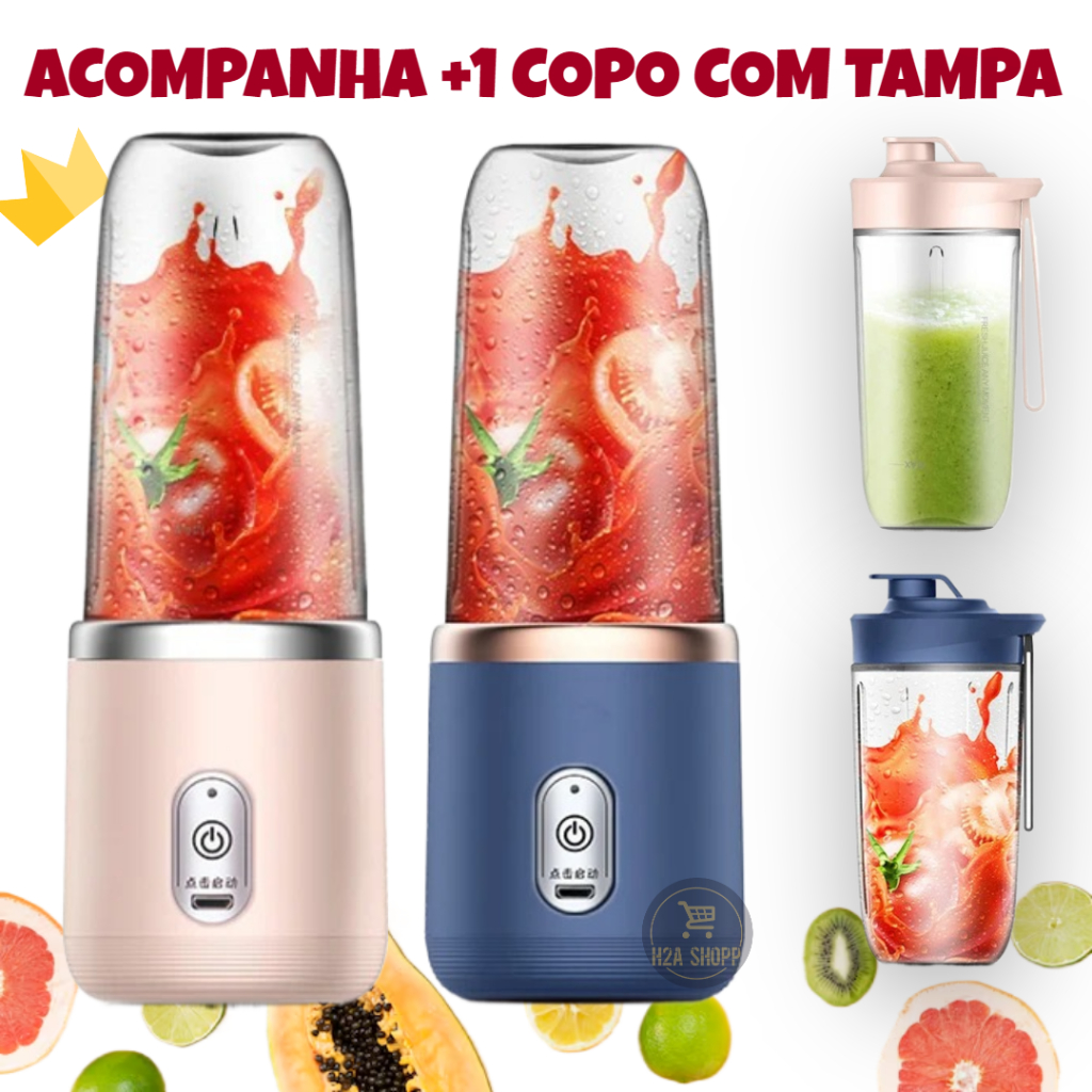 Mini Liquidificador Eletrico Portátil Pequeno 6 Lâminas 400ml Com Usb ...