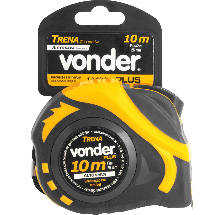 Trena 10 Metros Emborrachada Profissional Auto Trava - Vonder | Shopee ...