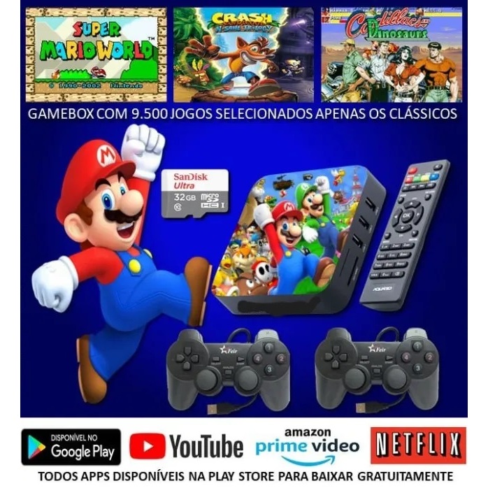 Game Box VÍdeo Game Retro Com 10 Mil Jogos Clasicos + 2 Controles Sem ...