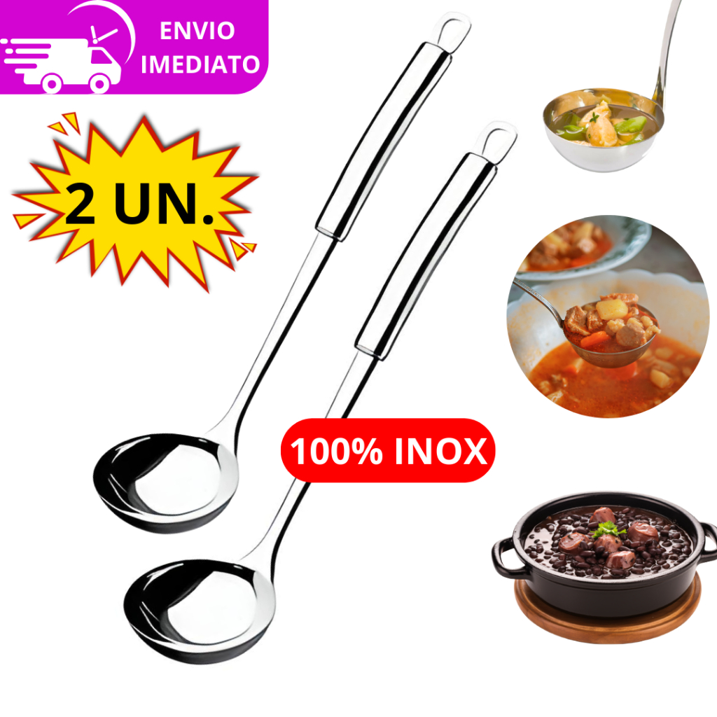 Kit 2 unidades Concha para Molho Metal Inox Sopa Cozinha Talher Feijão ...