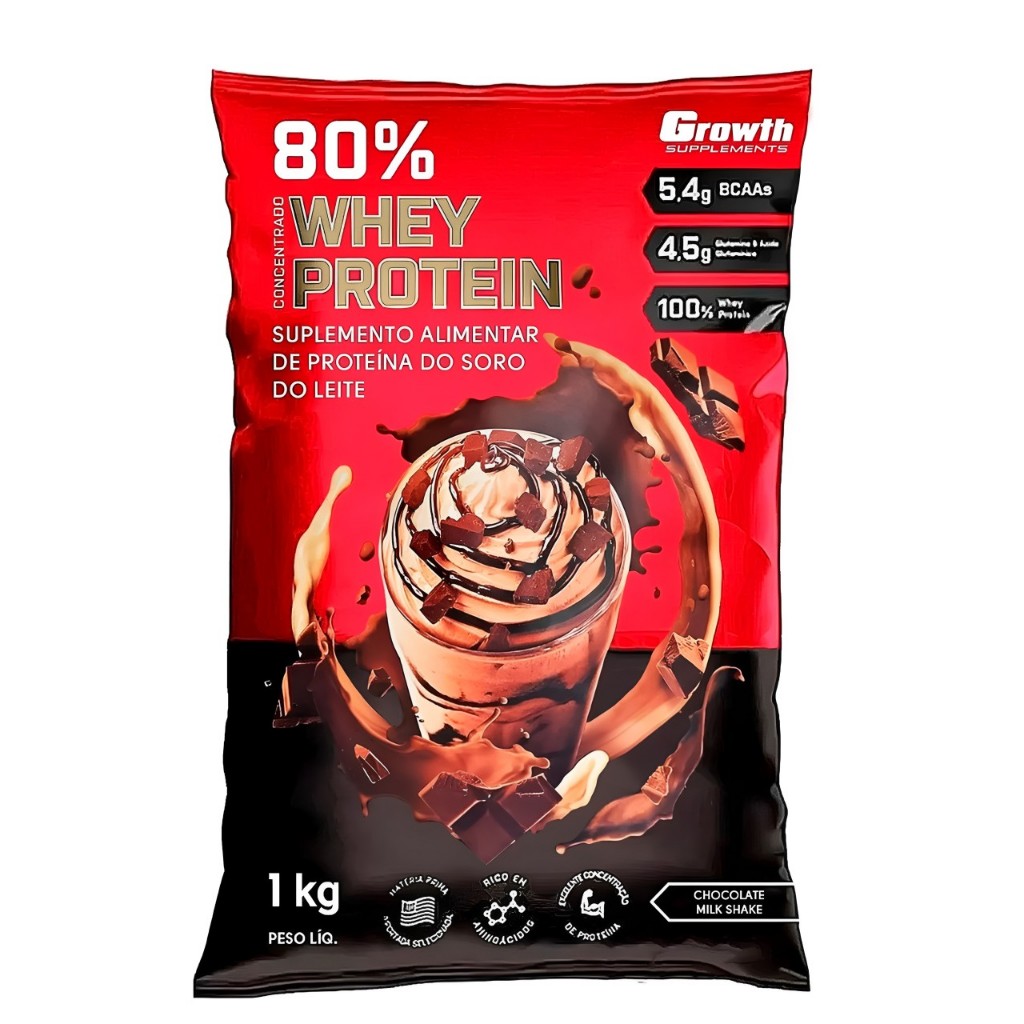 Whey Protein 80 Proteína Concentrado 1kg Growth Supplements