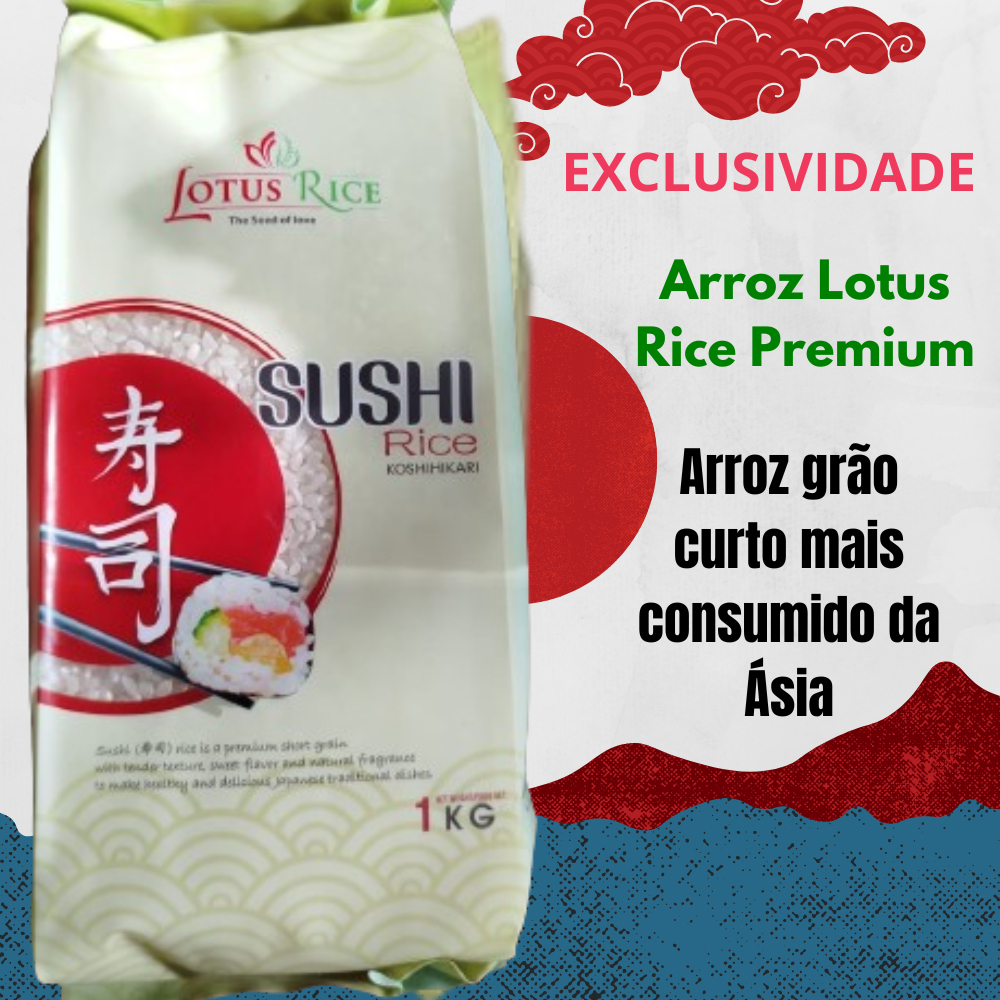 Arroz Grão Curto Lotus Rice Sushi Premium Importado 1 kg | Shopee Brasil