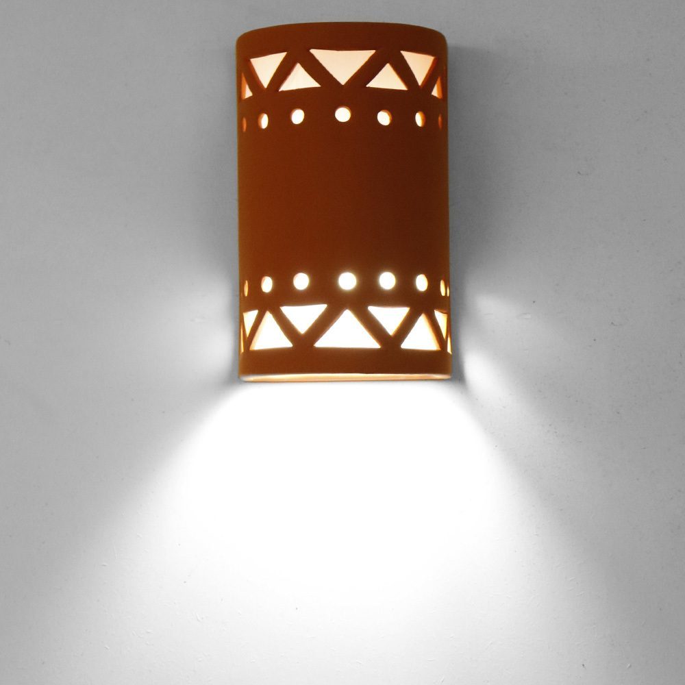 Arandela de Parede Luminária Cerâmica Barro Cocar Terracota Grande ...