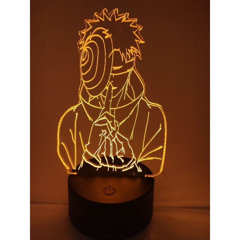 Luminária Abajur Super Led Tobi Obito Uchiha Naruto RGB 16 cores com ...