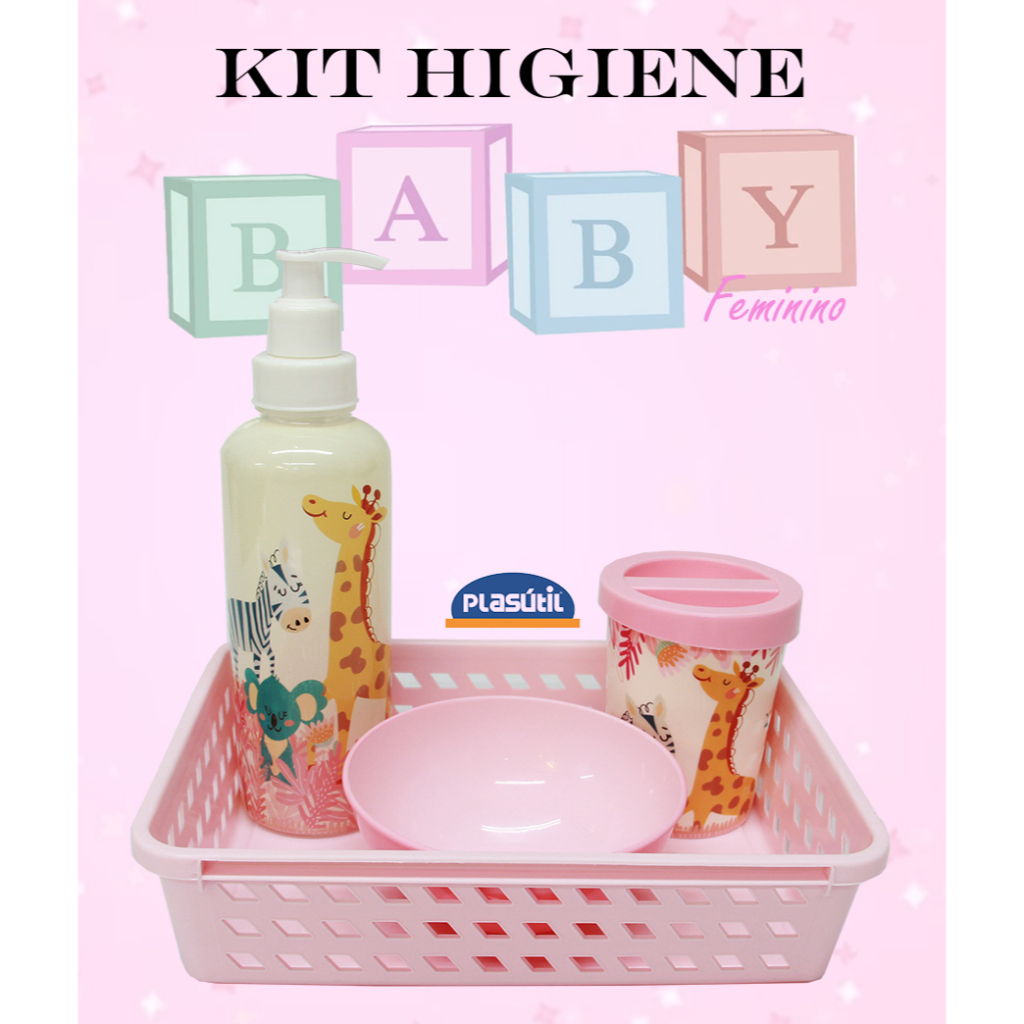 Kit Higiene Baby Femino - Plasútil - Estampa bichinhos | Shopee Brasil