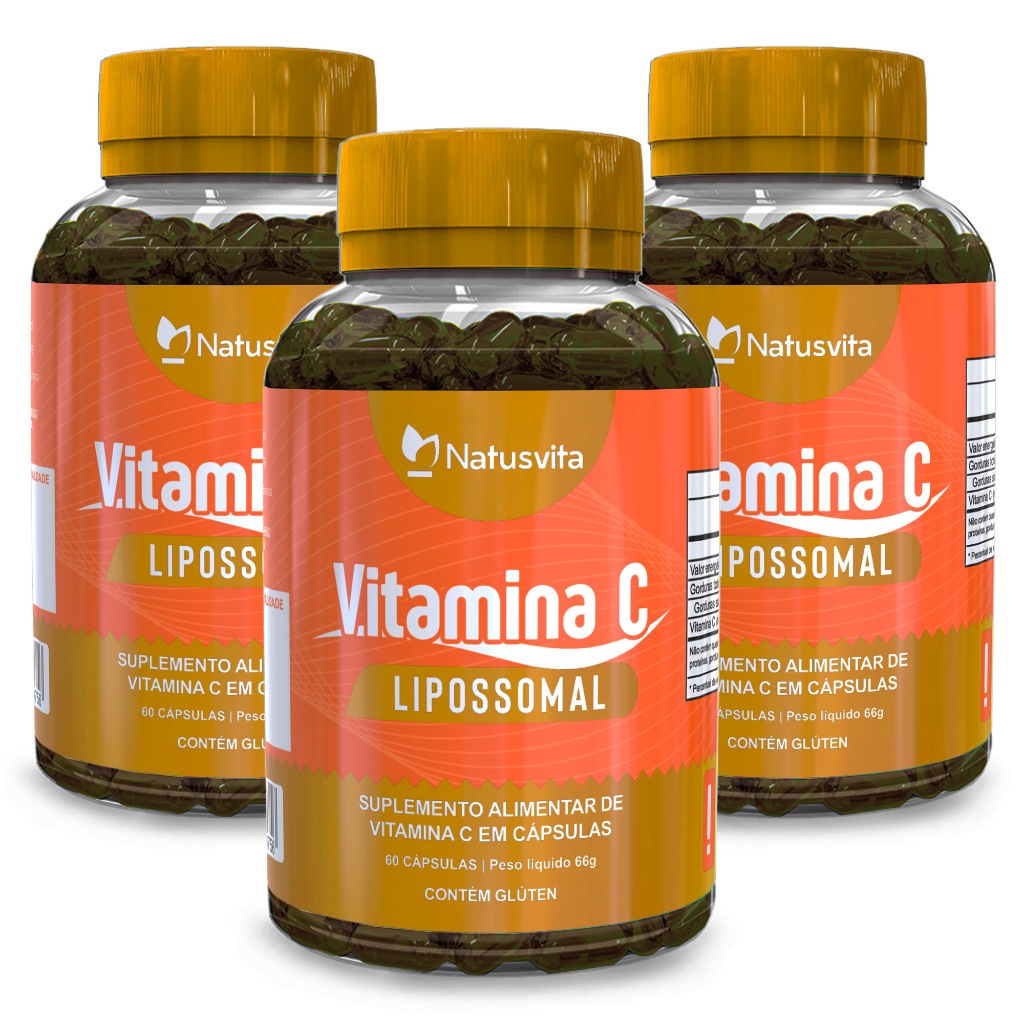 Kit 3und. 180 cáps Vitamina C Lipossomal 12x Mais Absorção | Shopee Brasil