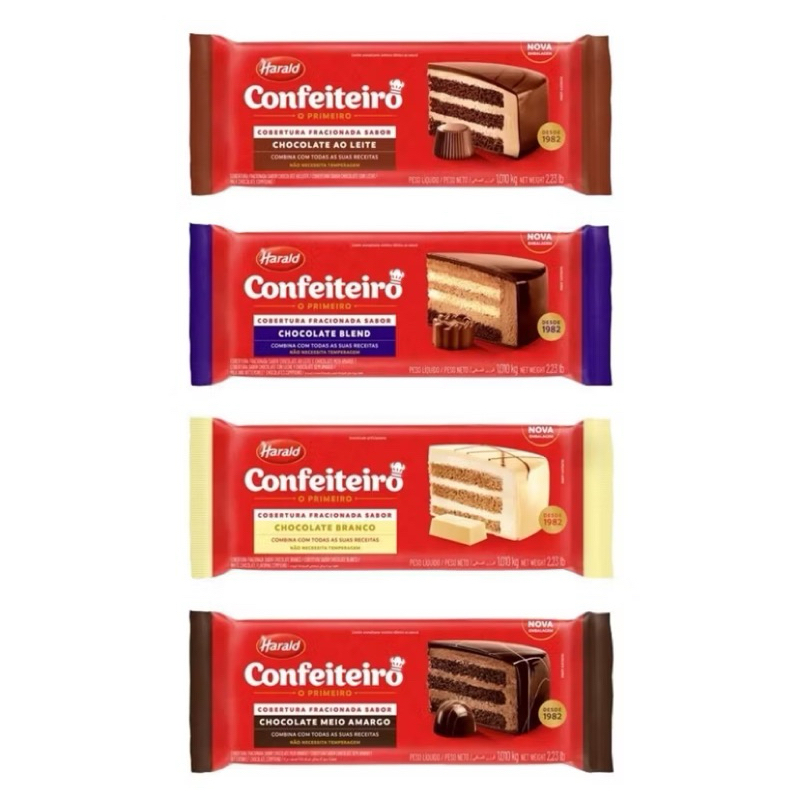 Cobertura de Chocolate em Barra Harald Confeiteiro 1,01kg diversos ...