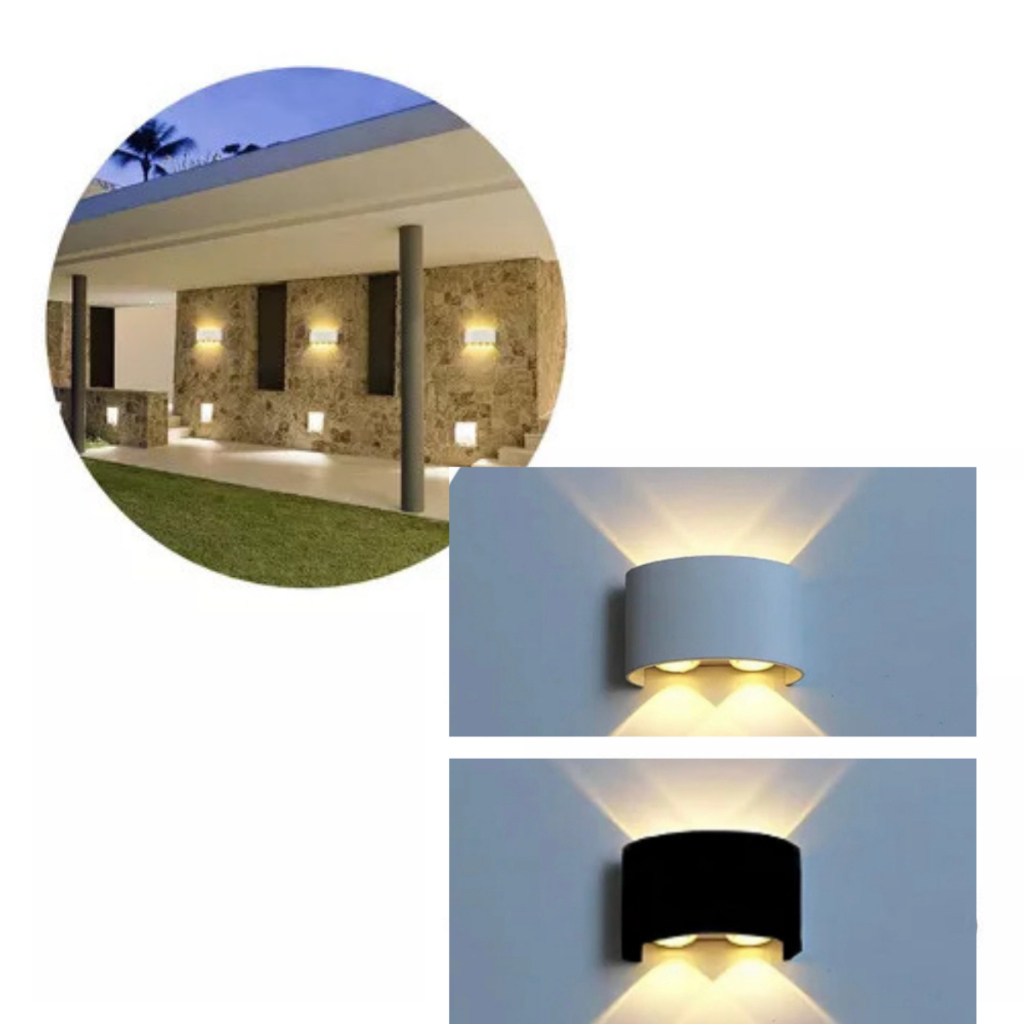 Arandela 4 Fachos Luminaria Meia Lua 4w Led Branco Quente 3000k Branco Preto Bivolt de Parede ...