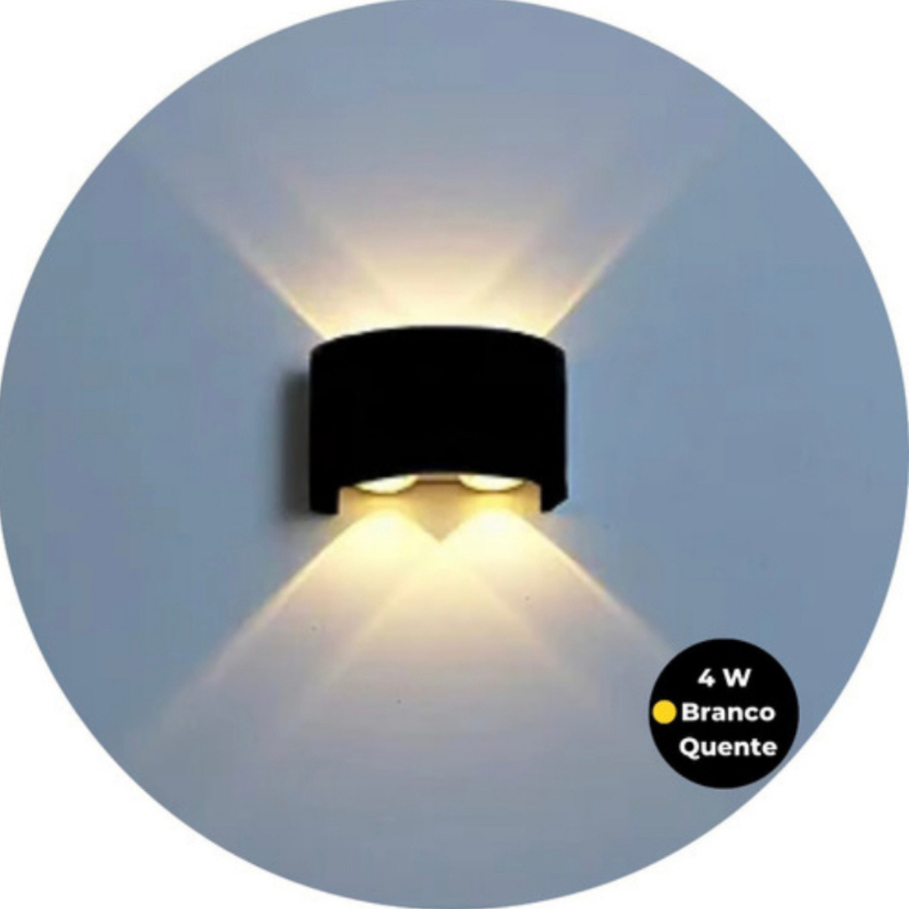 Arandela 4 Fachos Luminaria Meia Lua 4w Led Branco Quente 3000k Branco Preto Bivolt de Parede ...