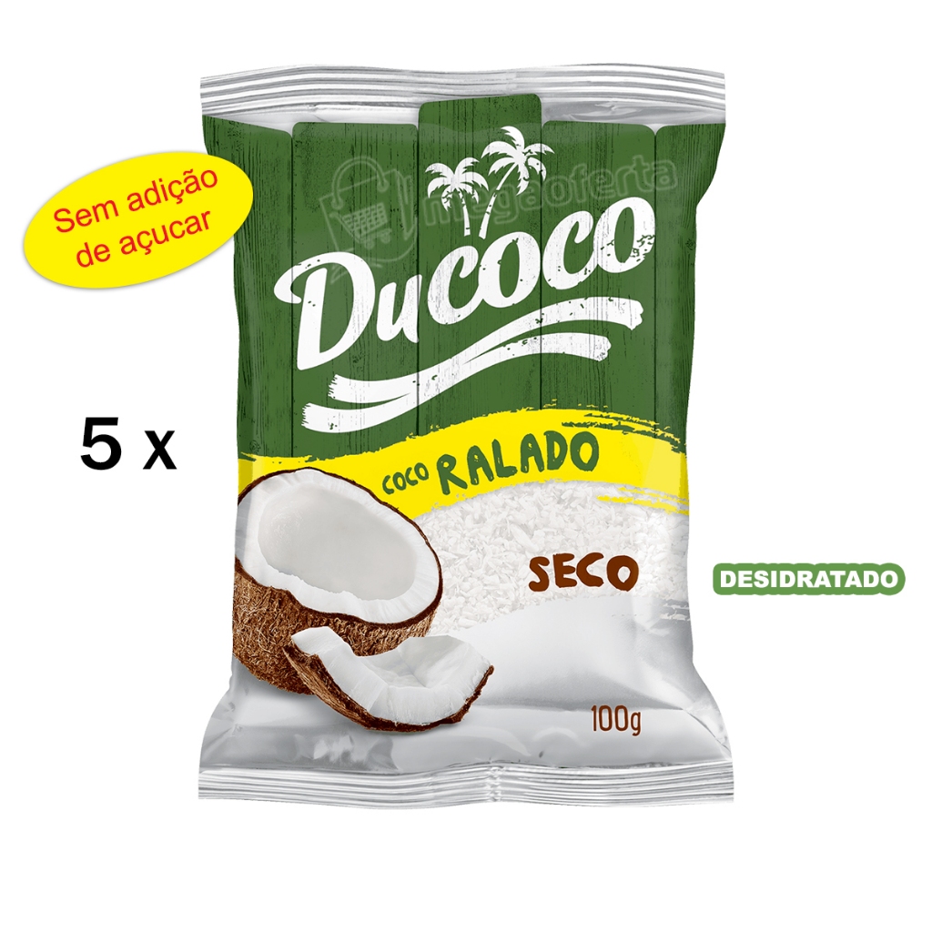 Kit 5 Coco Ralado Seco Desidratado Ducoco 100g | Shopee Brasil
