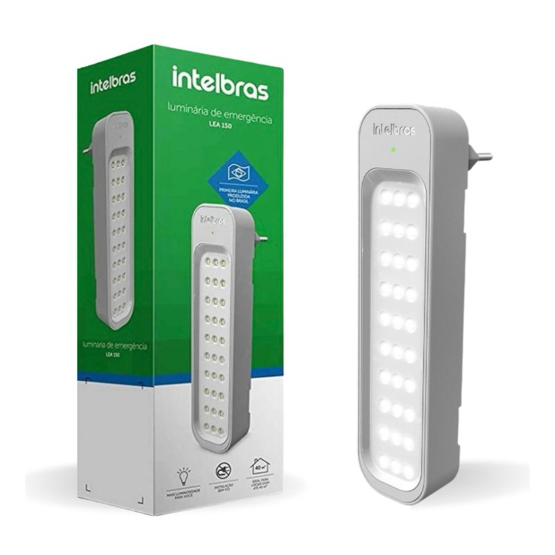 01 Luminaria Luz de Emergência Luminária Lea 150 Intelbras 30 LEDs ...
