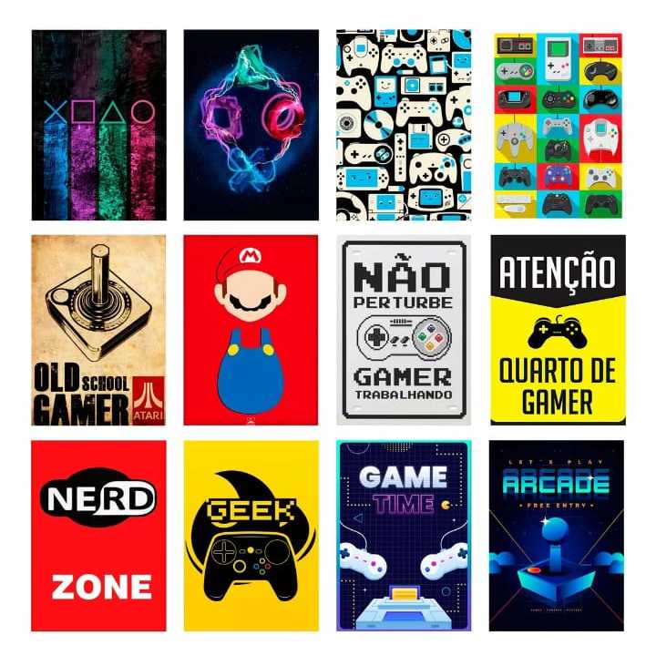 Kit 15 Quadros Decorativos Gamer Nerd Geek Jogos | Shopee Brasil