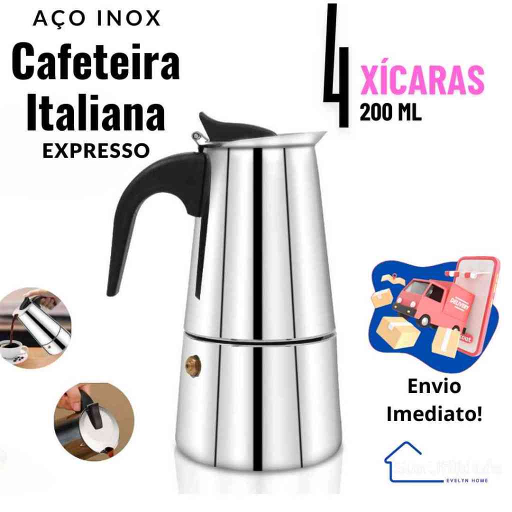 Cafeteira Italiana Luxo Maquina De Cafe Expresso Aço Inox Chaleira Moka ...