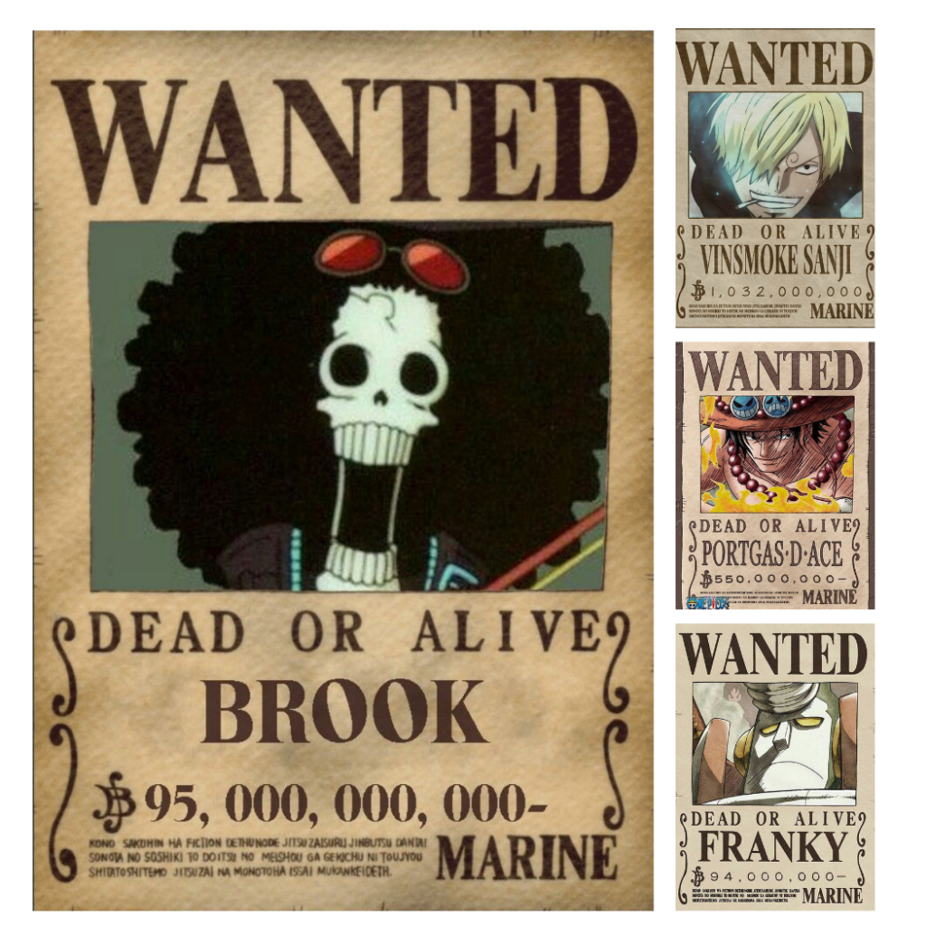 4 Pôsteres Premium - One Piece Tamanho A4 20x30cm Recompensa ...