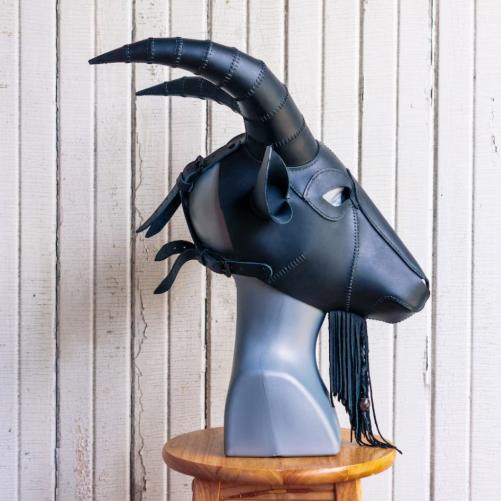 Máscara De Cabra Bode Couro Halloween Festa Fantasia Preto | Shopee Brasil