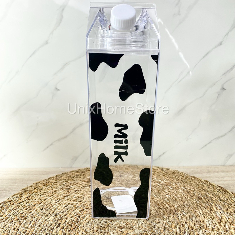 Garrafa Acrílica Transparente Caixa Leite Milk Decorativa Portátil Geladeira Academia Escola ...