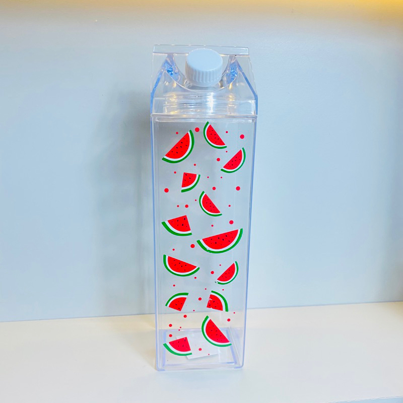 Garrafa Acrílica Transparente Caixa Leite Milk Decorativa Portátil Geladeira Academia Escola ...