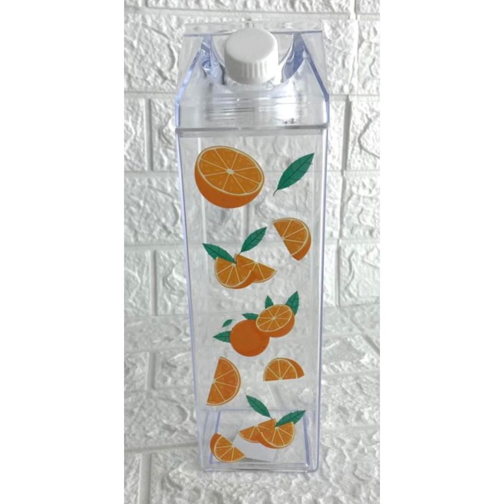 Garrafa Acrílica Transparente Caixa Leite Milk Decorativa Portátil Geladeira Academia Escola ...