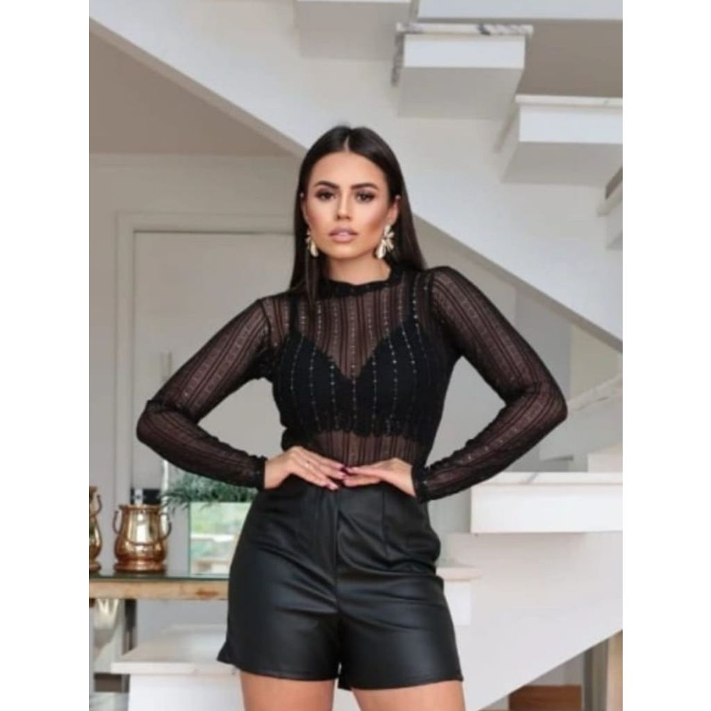 Body Feminino Tule Bolinha Brilhoso Têndencia | Shopee Brasil