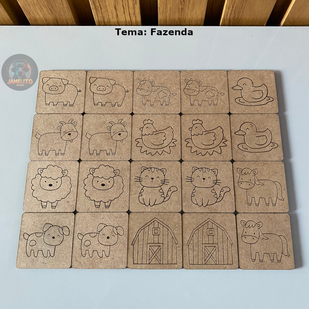 Brinquedo Jogo da Memória em MDF para crianças - Temas variados - 10 ...