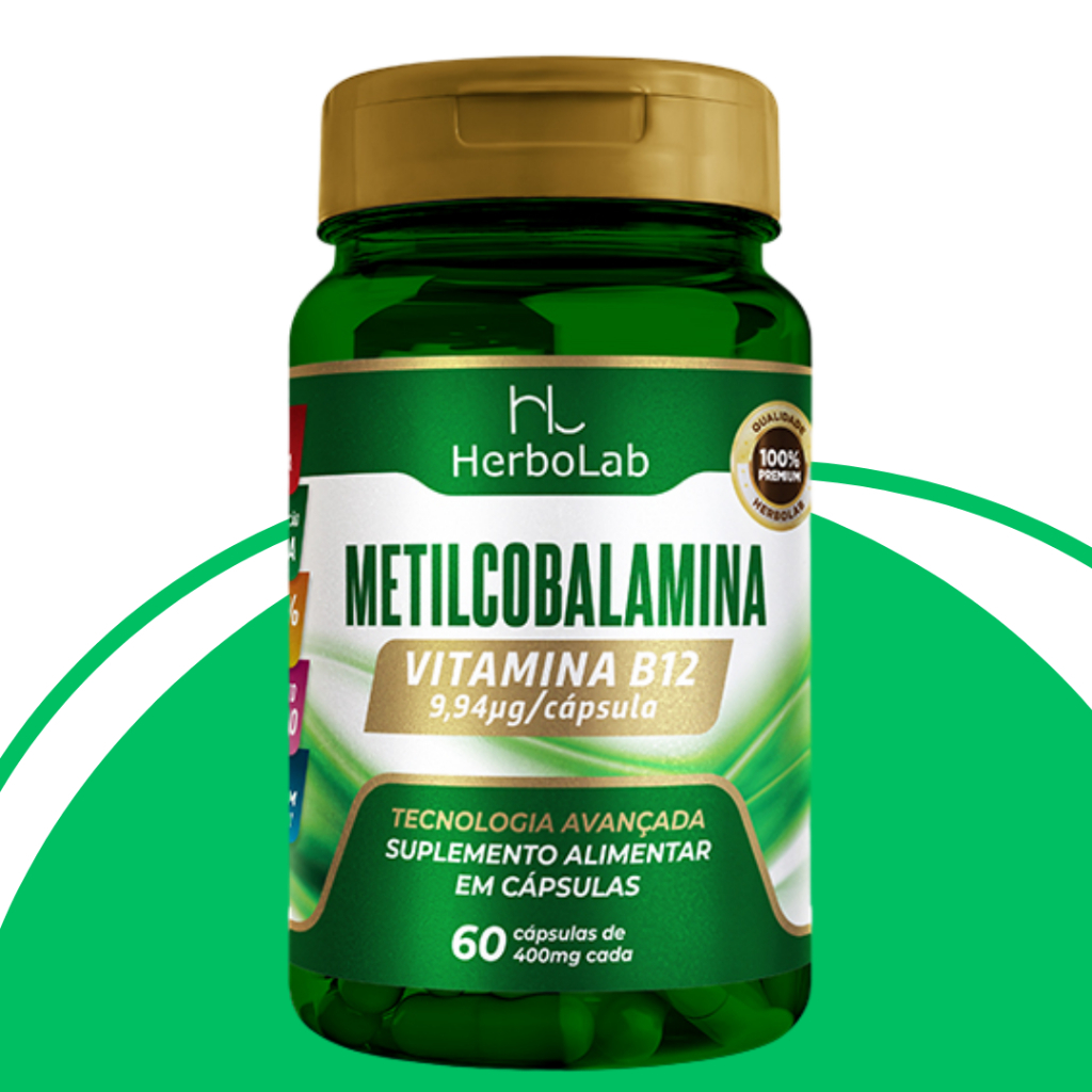 Vitamina B12 Metilcobalamina 400mg 60 Cápsulas Herbolab Suplemento ...
