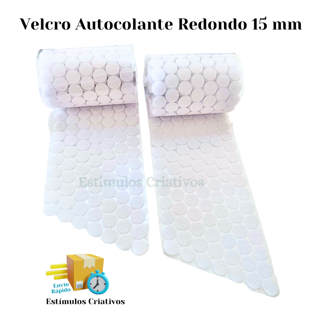 Velcro Autocolante Redondo 15mm de 49 a 490 pares Material Pedagógico ...