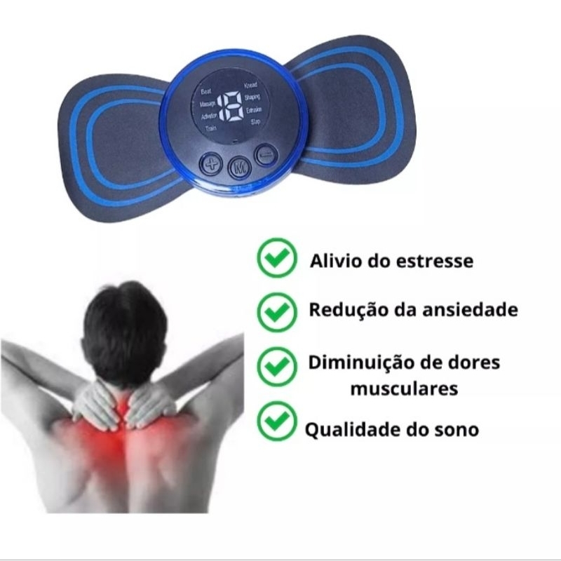 Massageador Elétrico Portátil Recarregável Dor Pescoço Coluna Pernas ...