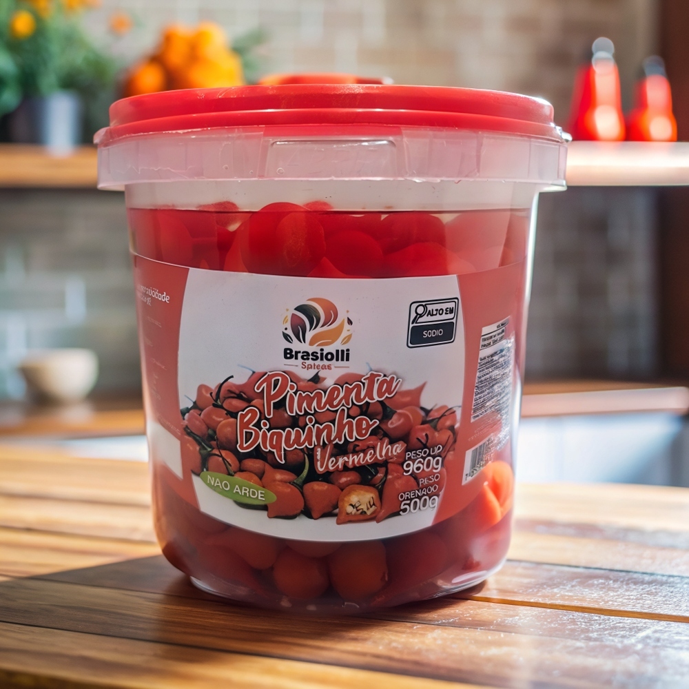 Pimenta Biquinho Vermelha em Conserva - Pes. Líq 960g / Pes. Dren. 500g ...