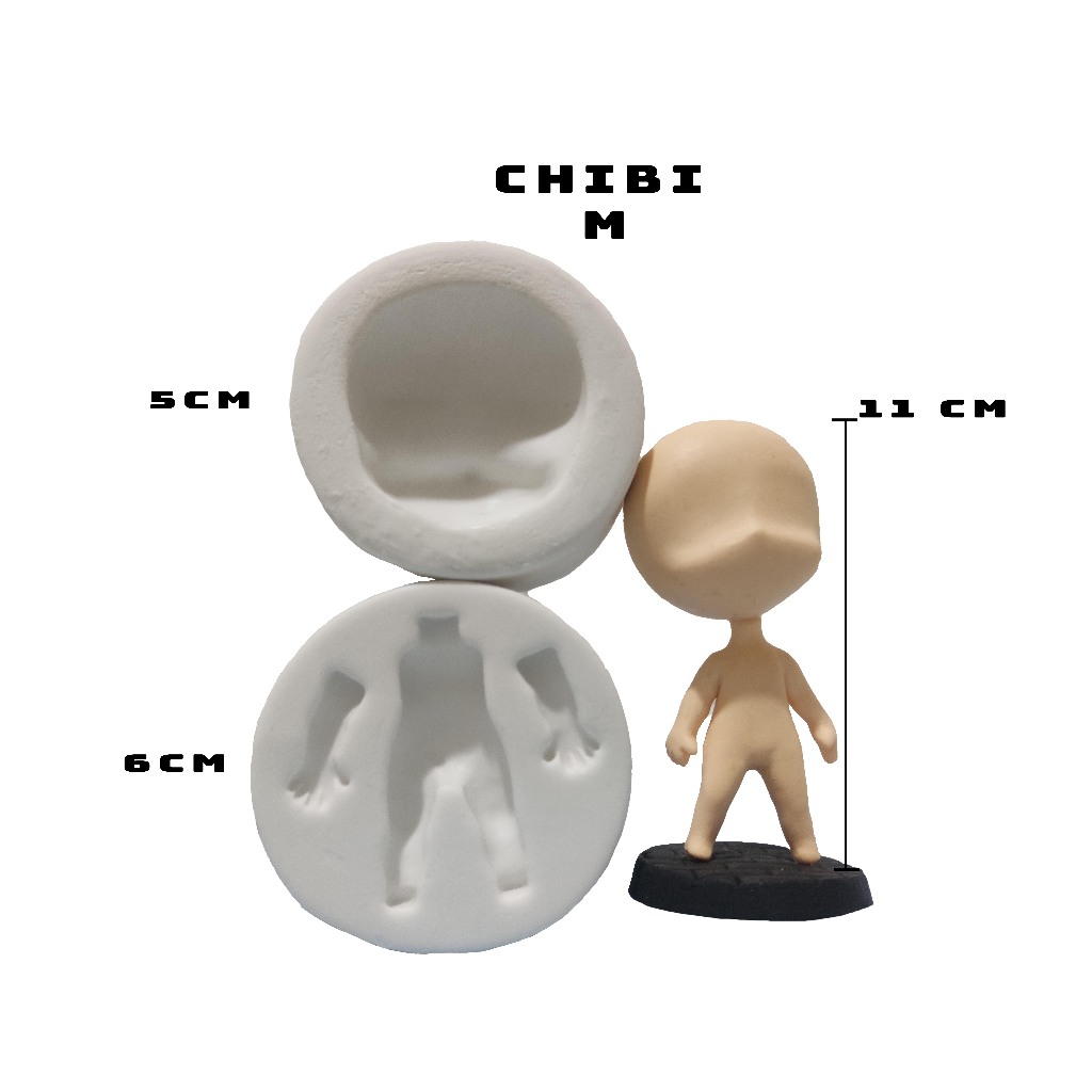Molde de Silicone Para Biscuit Modelo Chibi corpo, cabeça ou kits ...