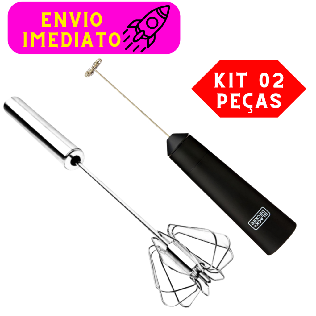 Kit 02 Peças 01 Mixer Semi Automático e 01 Mini Mixer Aço Inox Prático ...