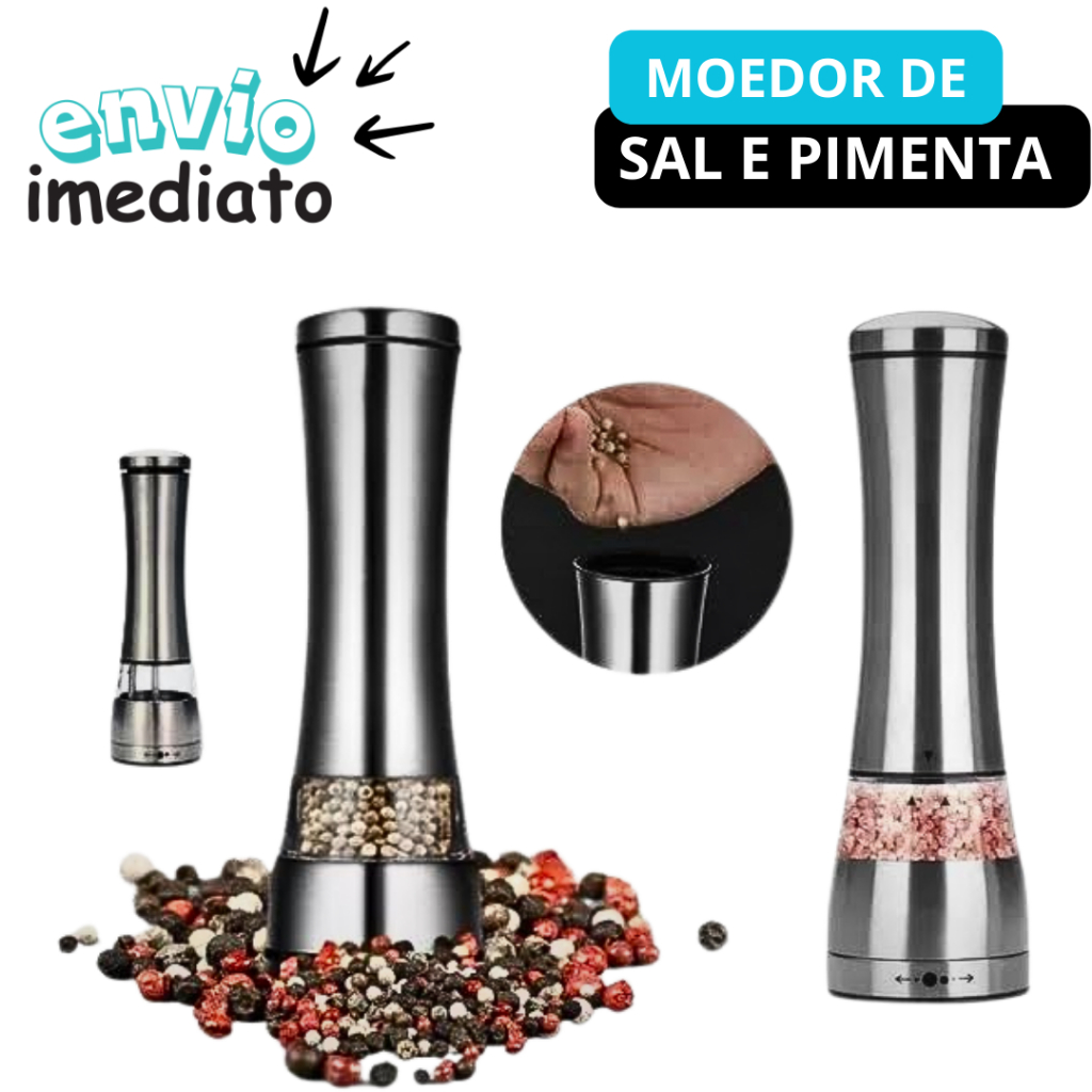 Moedor De Pimenta Sal Tempero Em Inox Moedor De Sal E Pimenta Manual Gourmet Premium Para ...