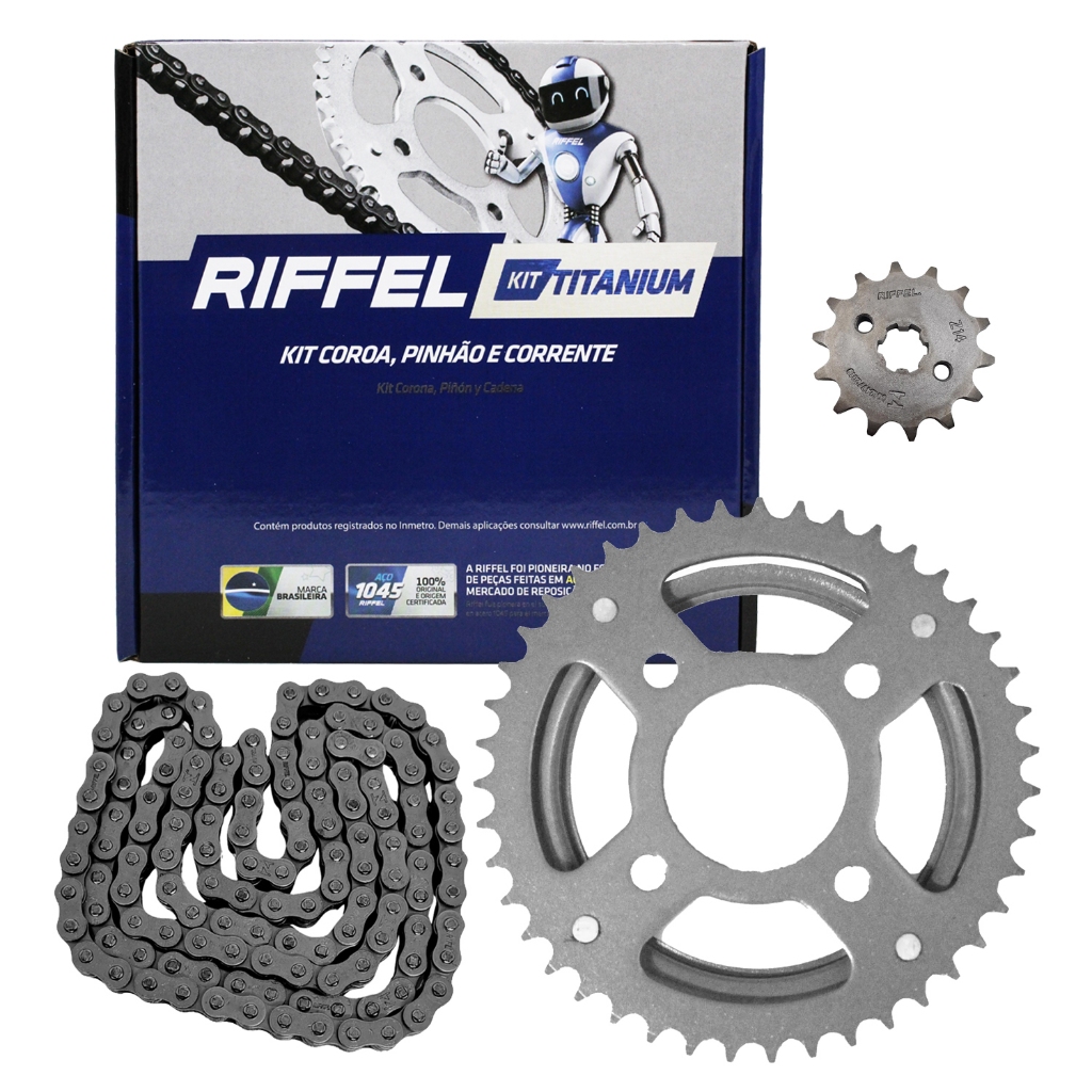 Kit Relação Riffel Cg 125 Fan Titan 125i 2009 A 2013 Titanium Aço 1045 ...