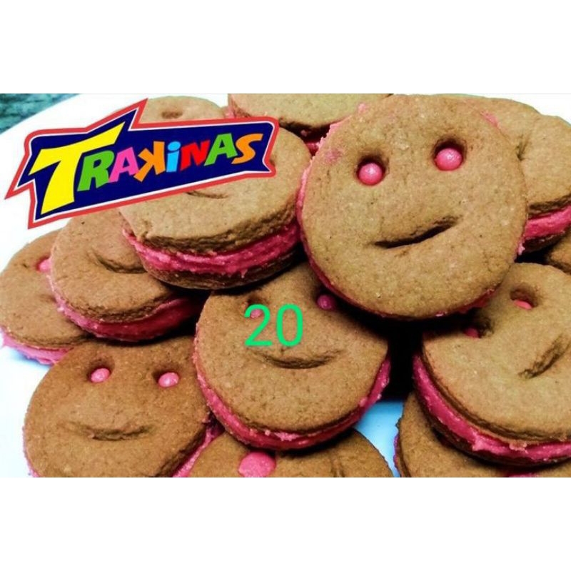 Kit 20 Biscoito Bolacha Recheado Trakinas 10 Chocolate 10 Morango 126g ...