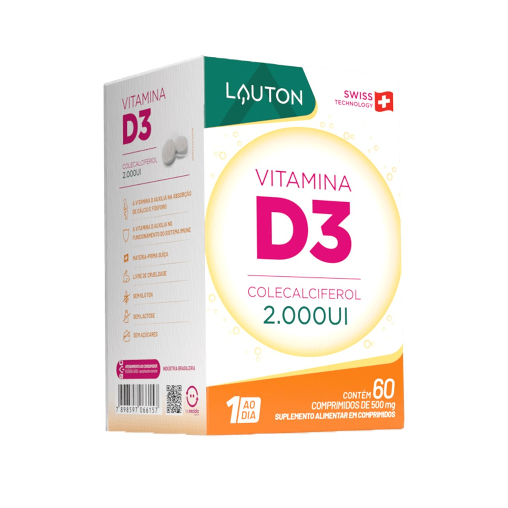 Vitamina D3 - 2000 Ui 60 Cápsulas Lauton Nutrition | Shopee Brasil
