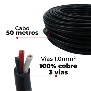 Cabo Pp 2x1mm 50 Metros Flexível 100% Cobre Instalação Elétrica ...