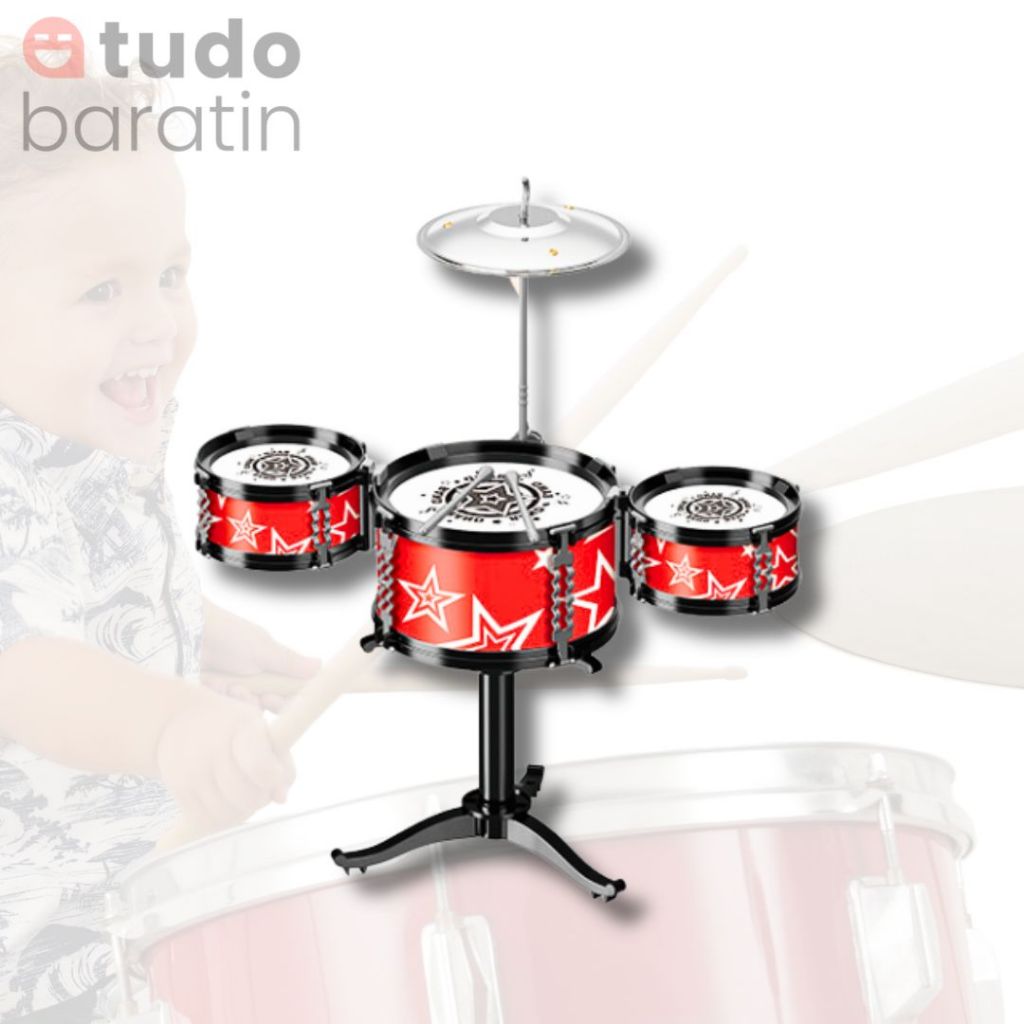 Brinquedo Bateria Infantil Musical Com Baqueta Instrumento Bateria de ...