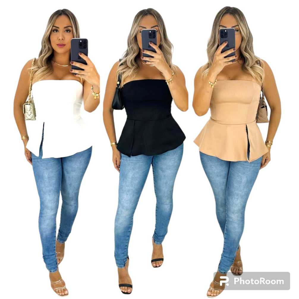 Blusas Feminina Croppet Tomara Que Caia Assimetrica alfaiataria estilo ...