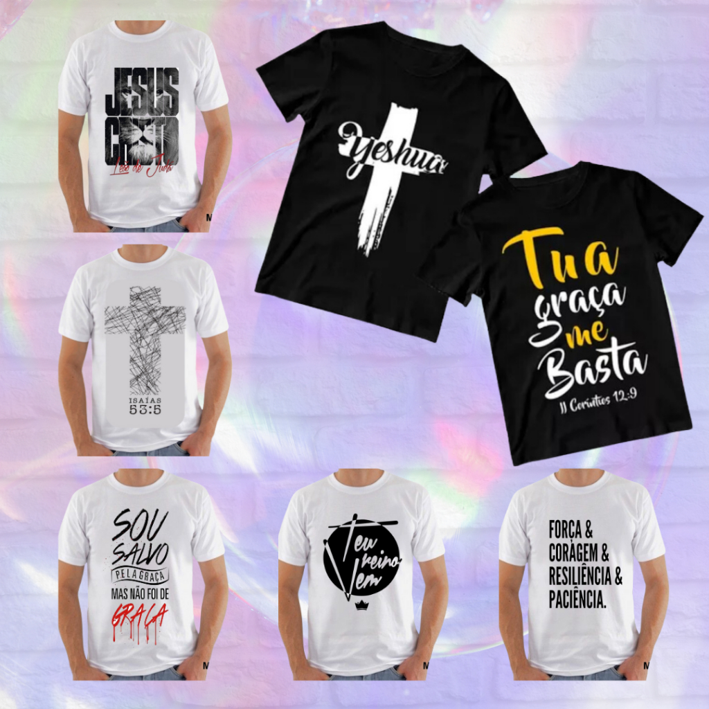 kit com 2 camisetas com estampas bíblicas variadas | Shopee Brasil
