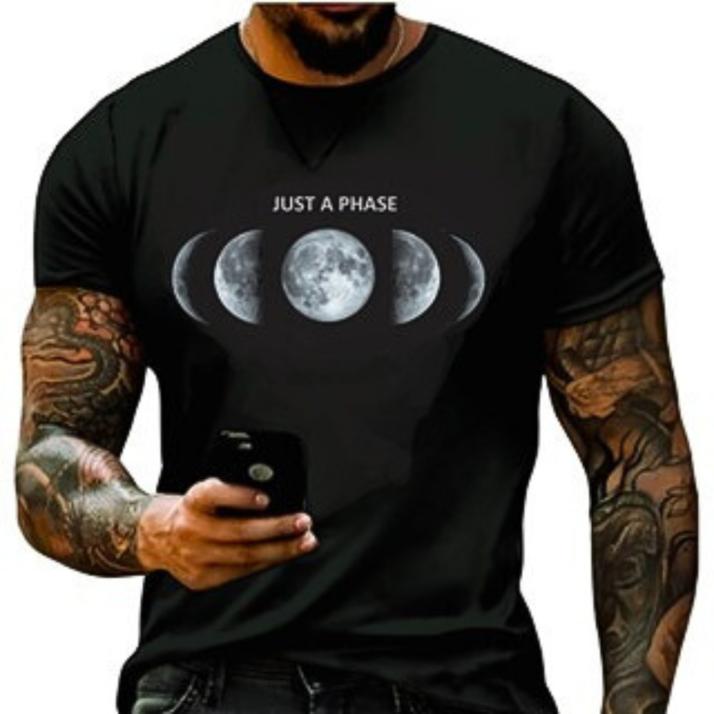 Camiseta Masculina Estampada Fases Lua Camisa Gola Redonda em Malha de Algodão Premium | Shopee ...