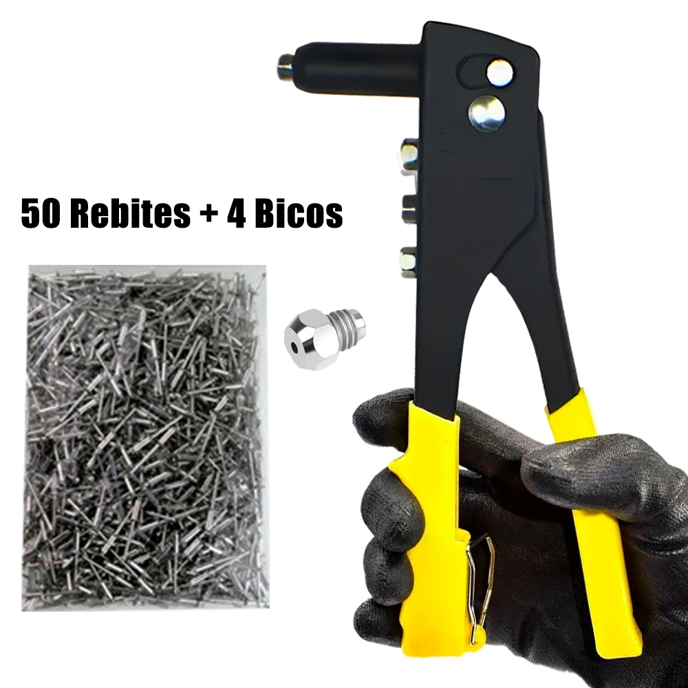Rebitadeira Manual Profissional Alicate Rebitador 9,5 pol 24cm 4 Bicos ...