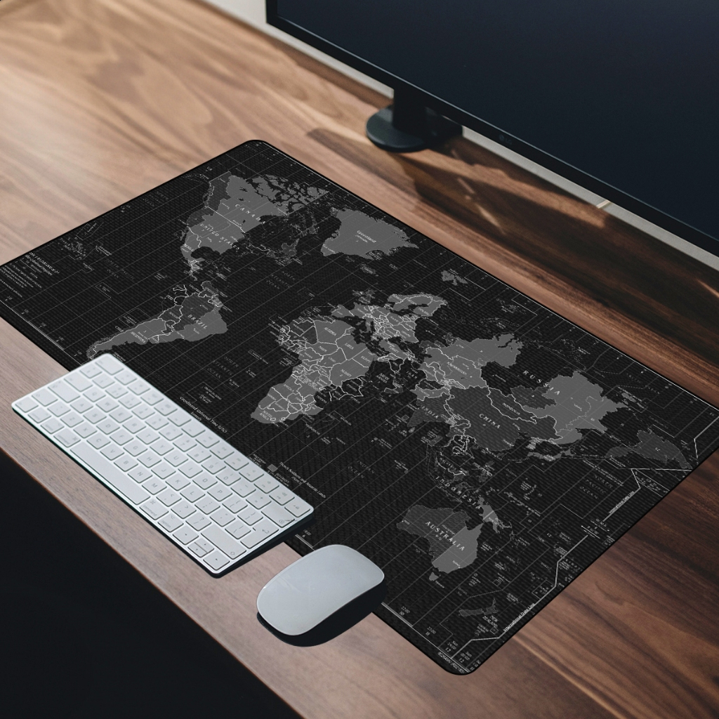 Mouse Pad Grande 90x40 Couro Gamer Desk Pad Mapa Mundi Black | Shopee ...