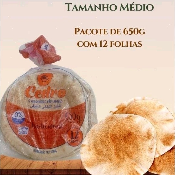 Pão Arabe Libano/Sírio Cedra 650 gram Fresco 12 Folhas - PÃO SHAWARMA ...