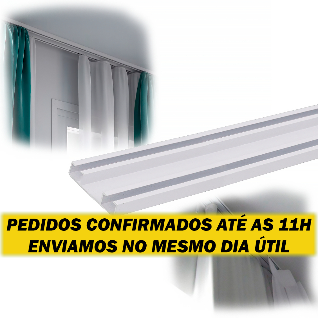 Trilho Suisso Duplo Max Guia Cortina Teto Cortineiro 1,20 metro ...