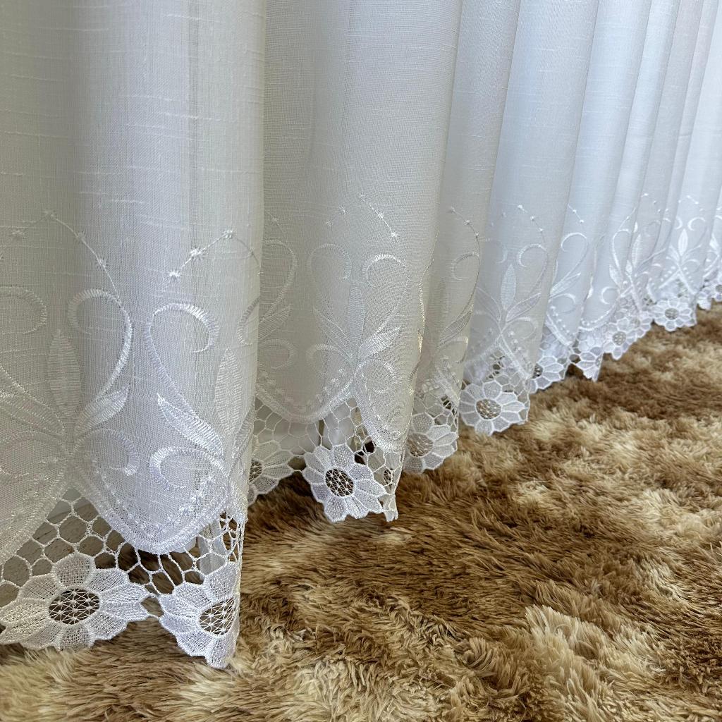 Cortina De Voil Linho Bordado Gripir Luxo Forrada 3,00x2,30 | Shopee Brasil