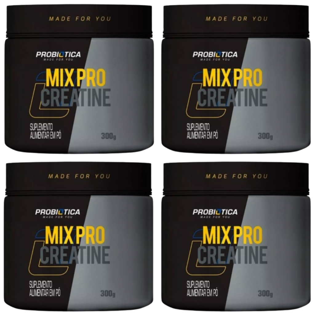 KIT 4x Creatina Monohidratada Mix Pro 300g Suplemento Probiótica ...