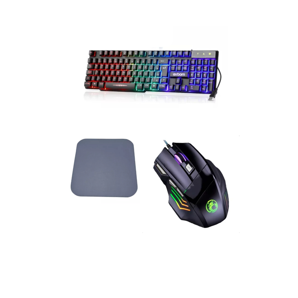 COMBO GAMER MOUSE+ TECLADO E MOUSE PAD DUPLA FACE. | Shopee Brasil