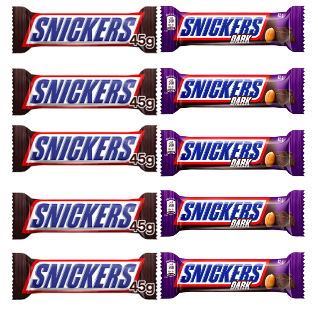 Kit 10 Snickers Tradicional 45g/Dark 42g Sortido | Shopee Brasil