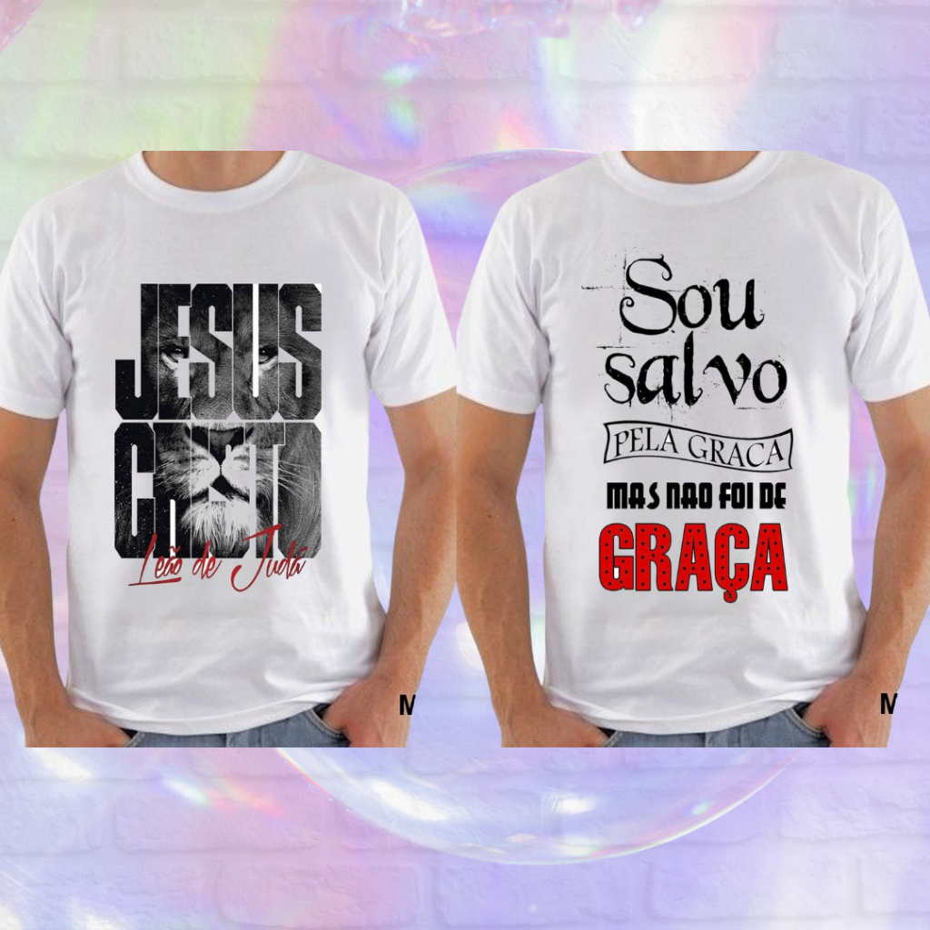 kit com 2 camisetas com estampas bíblicas variadas | Shopee Brasil