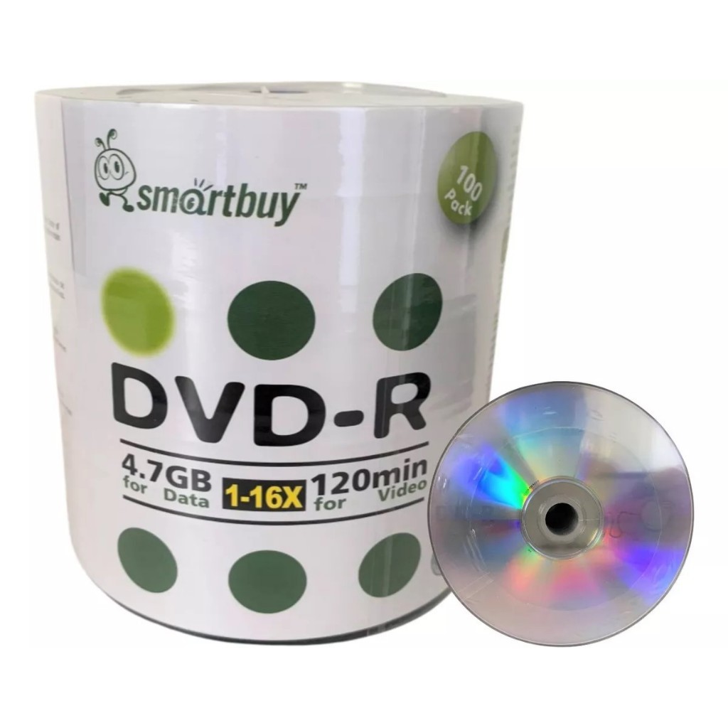 100 Mídia Virgem Dvd Smartbuy Novo Modelo Prata 4.7gb 120min Dvdr ...