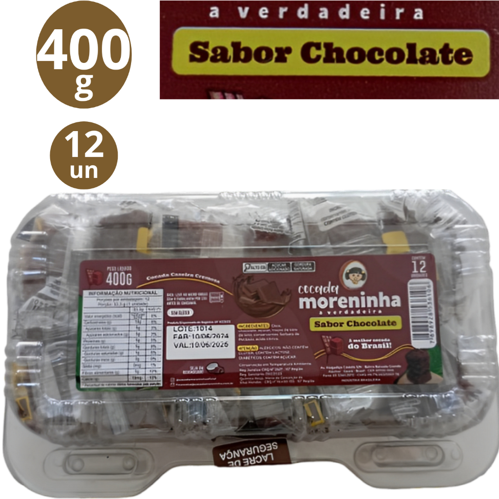 Cocada Moreninha Sabor Chocolate Tradicional 400g Caixa Com 12 Unidades